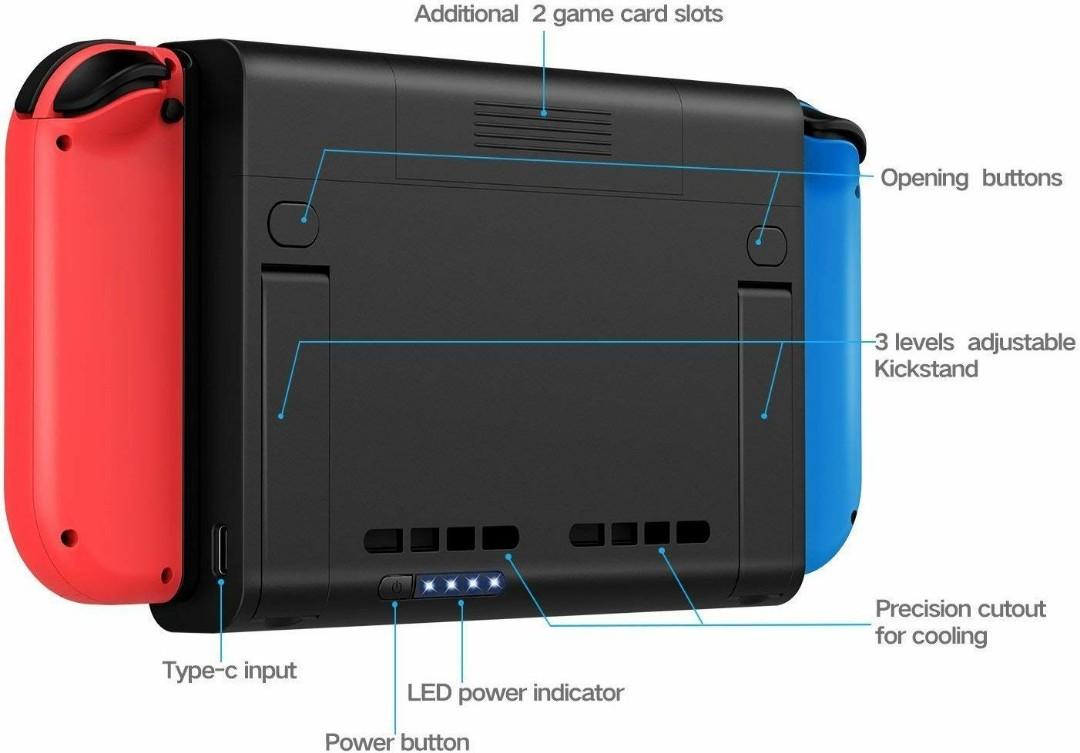 Antak Nintendo Switch Battery Case 6500mAh Portable Charging Case ...