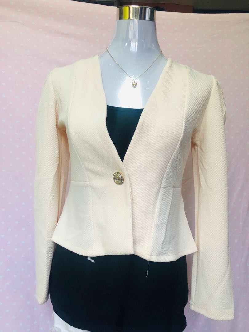 Formal Cream Blazer, Women's Fashion, Coats, Jackets and Outerwear on ...
