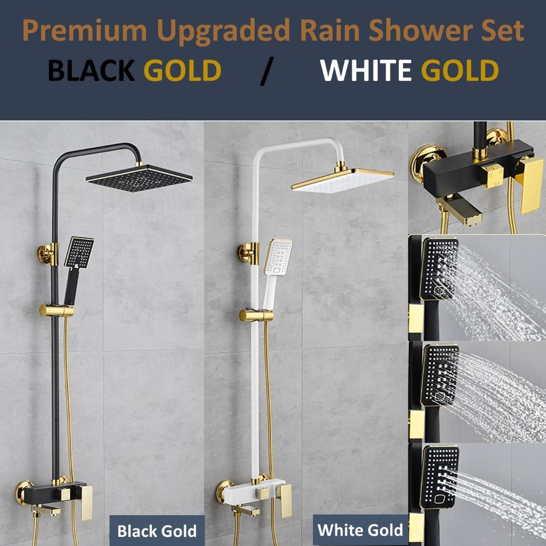 Premium Upgraded Mixer Black Gold Rain Shower / White Gold Rain Shower ...