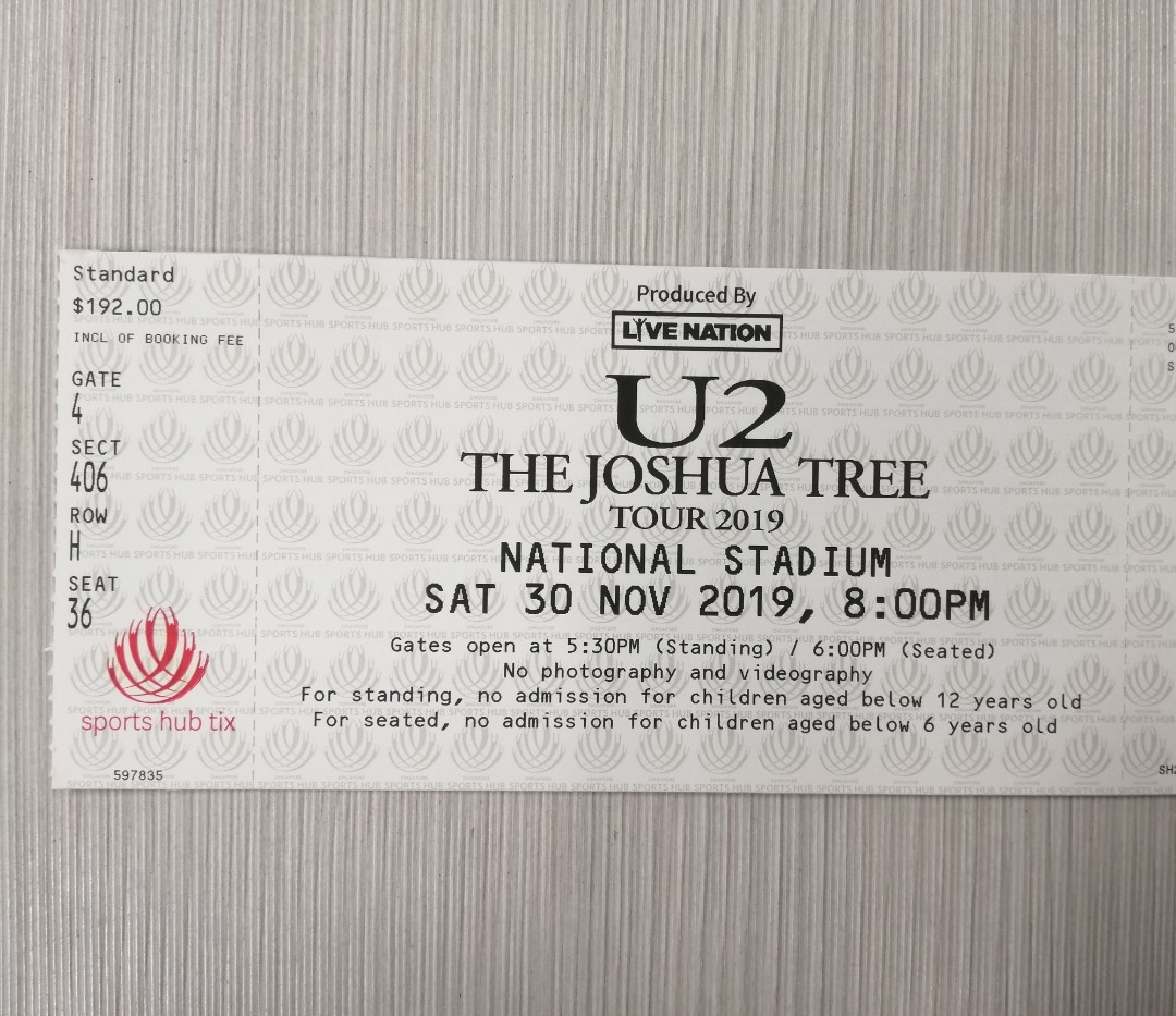 U2 concert ticket, Tickets & Vouchers, Event Tickets on Carousell