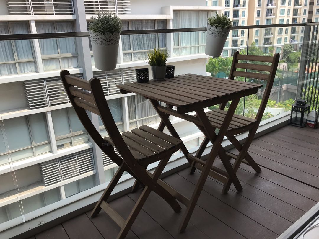 Balcony table and chairs set, Furniture & Home Living, Furniture ...