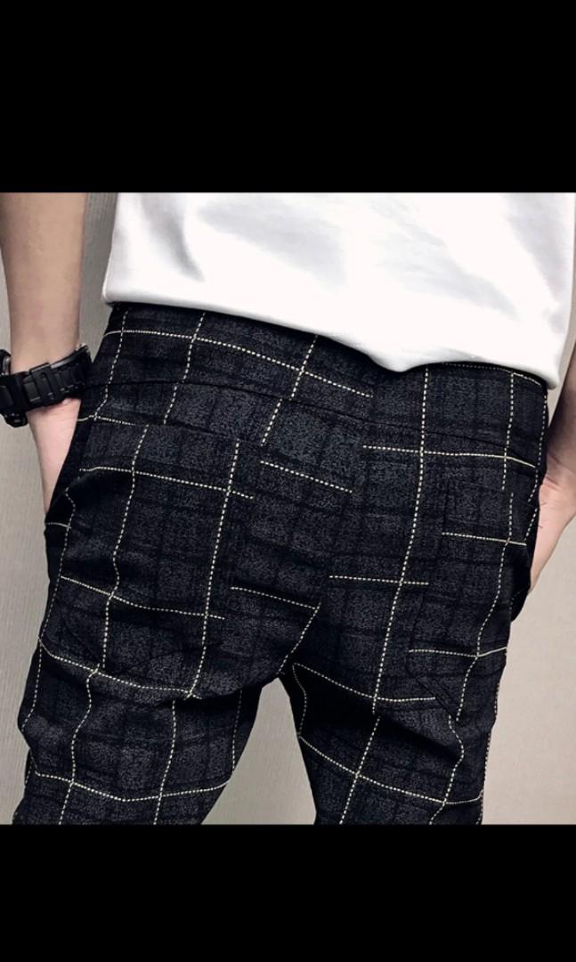 Checkered Pants men black, Men's Fashion, Bottoms, Trousers on Carousell
