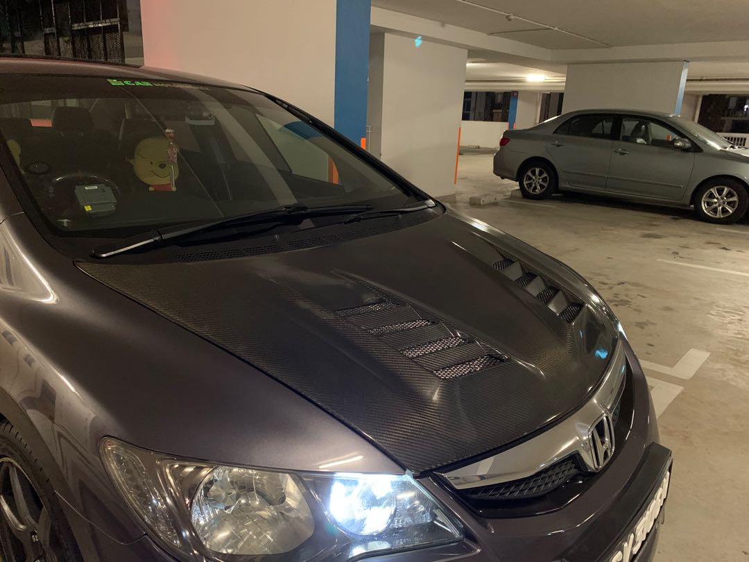 Honda civic Fd Js Racing CF Hood, Car Accessories, Accessories on Carousell