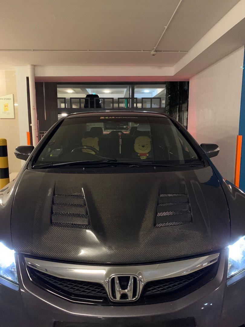 Honda civic Fd Js Racing CF Hood, Car Accessories, Accessories on Carousell