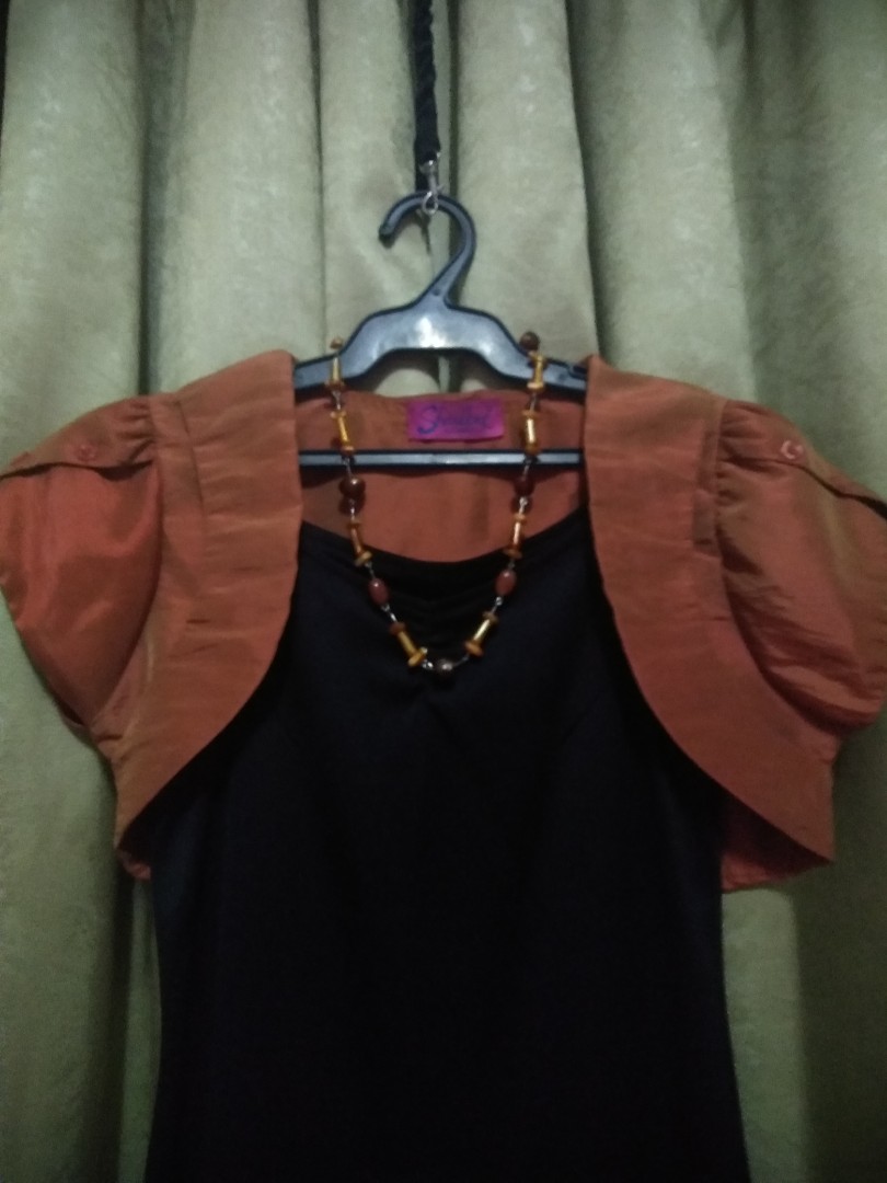 Rust Orange Shantung Bolero, Women's Fashion, Dresses & Sets ...