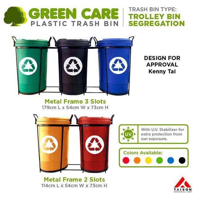 Plastic trash bin with metal frame, Furniture & Home Living, Home ...