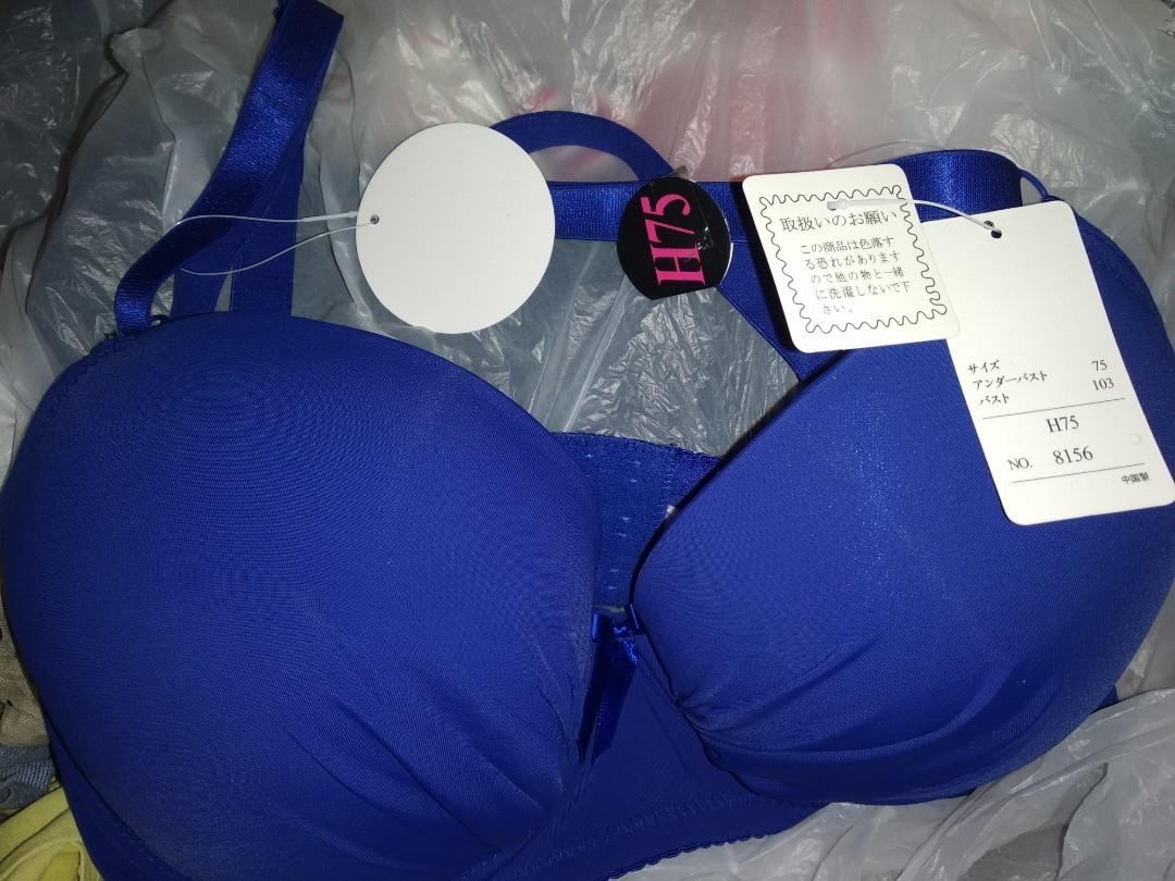 H cup 日本純色簡約女裝內衣 H cup bra H75 34H Bar Hcup H罩 H杯 32FF 34G吋 75H 34" 深藍色 ...