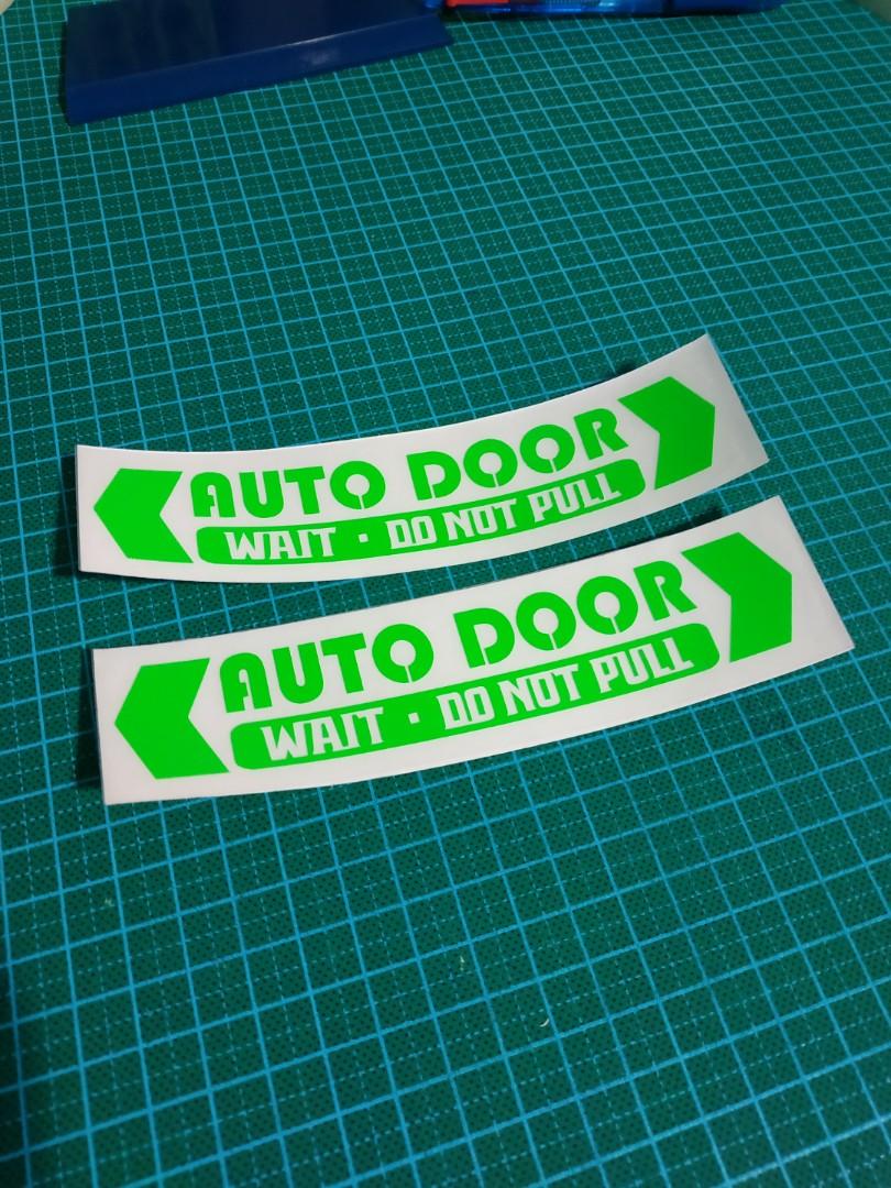 Auto / Manual Door Stickers Fluorescent Colors *wait do not pull, slide ...