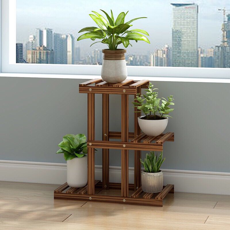 Balcony flower shelf solid wood living room design A, Furniture & Home ...