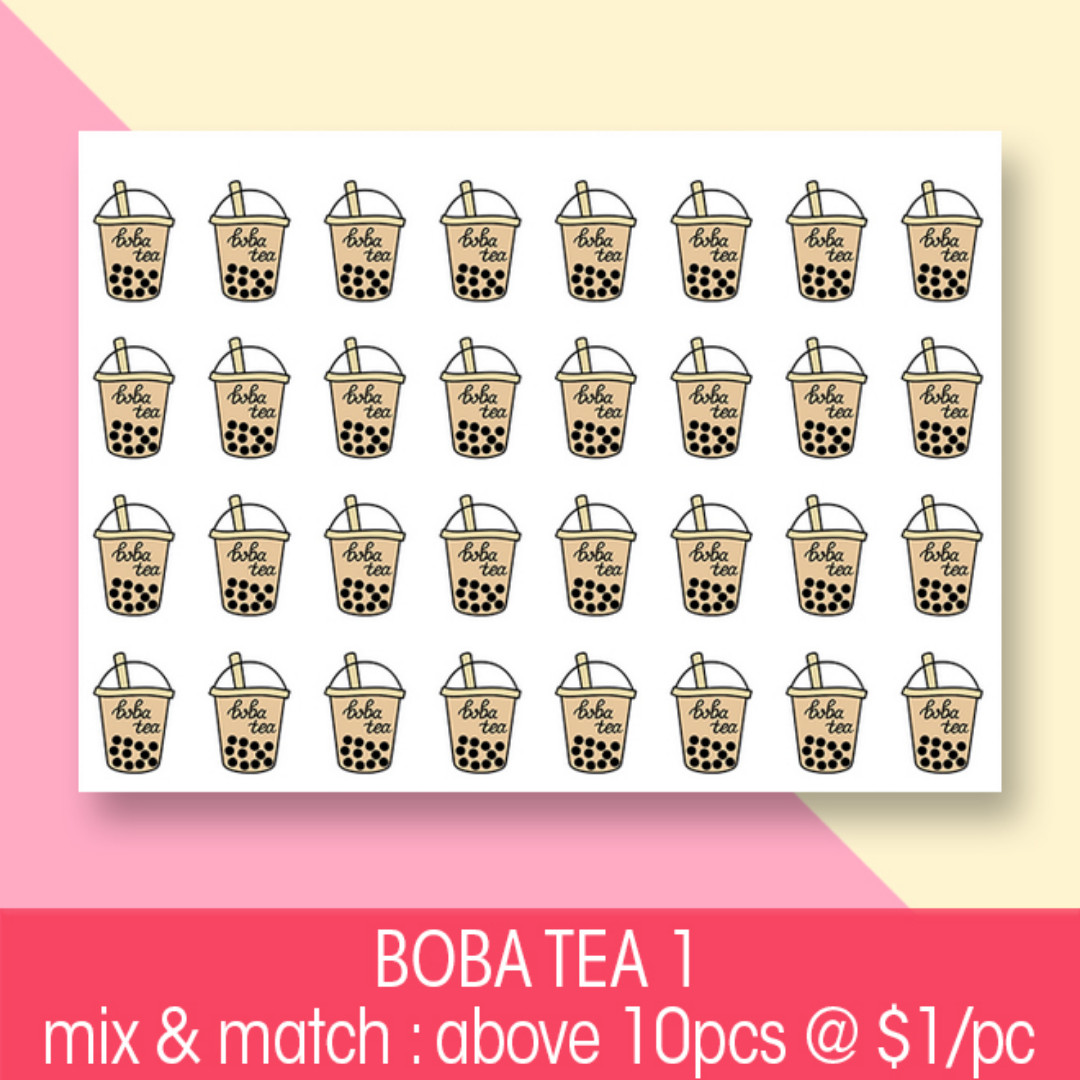 Boba Tea 1 Sticker Sheet, Hobbies & Toys, Stationery & Craft ...
