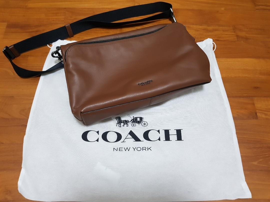 COACH Thompson Leather Foldover Tote Bag, Men's Fashion, Bags, Sling ...
