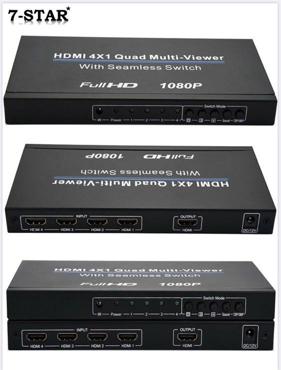4x1 HDMI SEAMLESS Switcher Switch 4x1 Quad Multi-Viewer Splitter with ...
