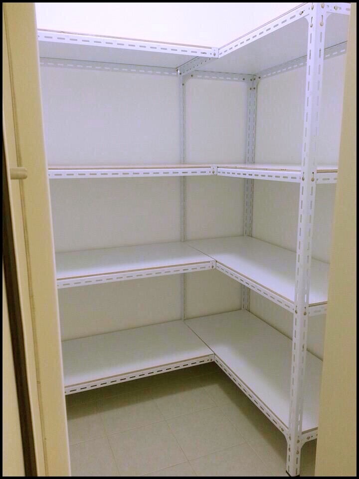 L-shaped boltless storage rack, Furniture, Shelves & Drawers on Carousell
