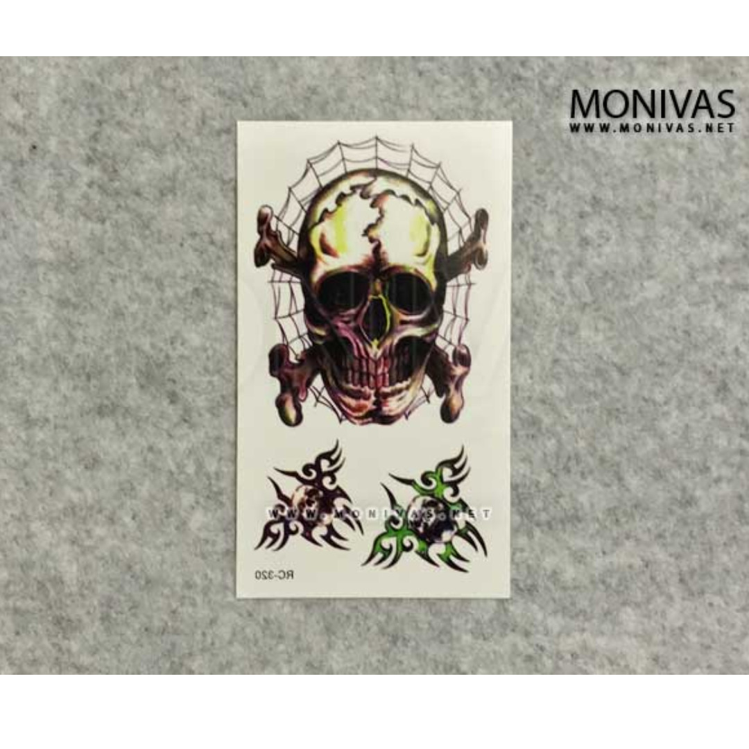 Skull Heads Temporary Tattoo Decals Punk Rock Monsters Party ...