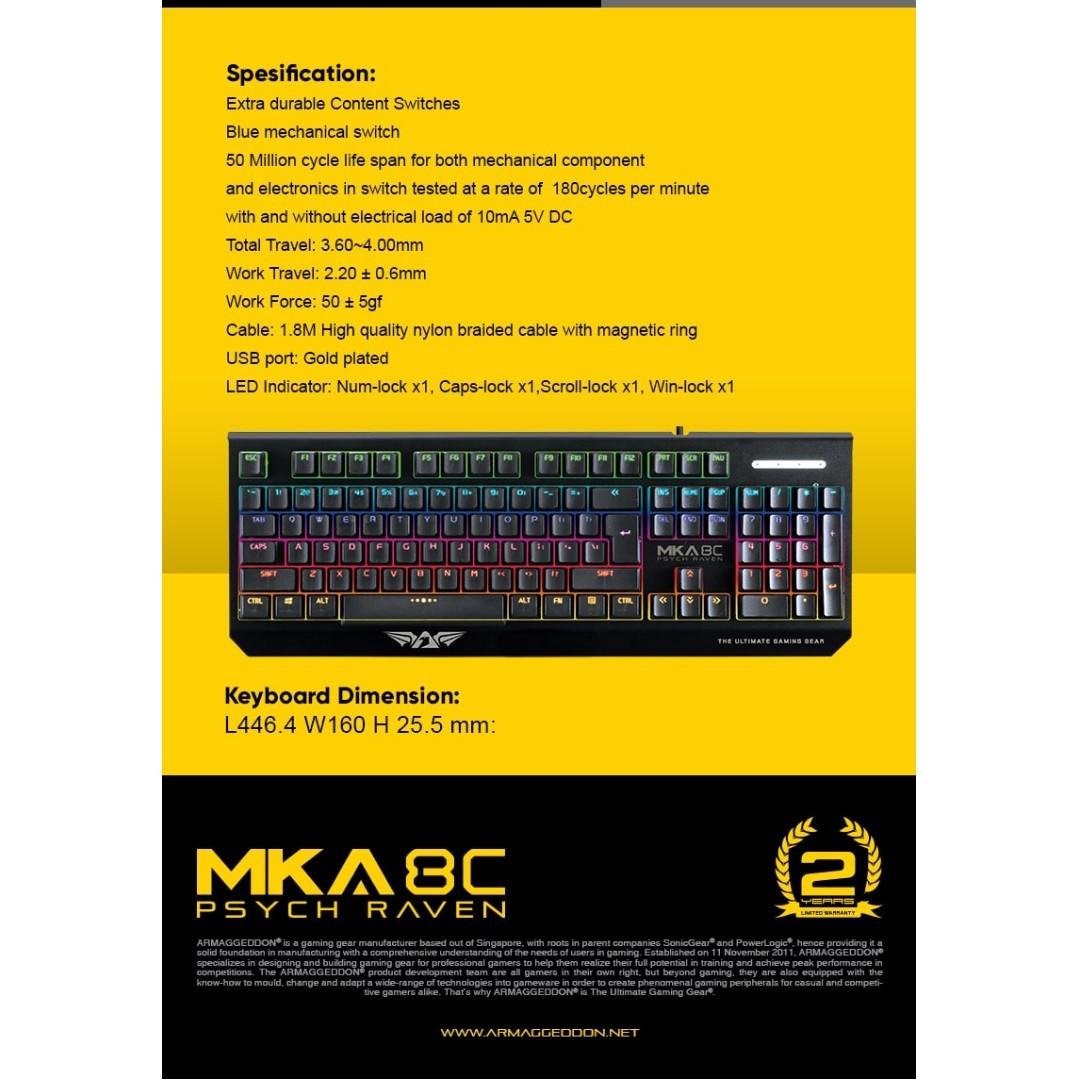 Armaggeddon MKA-8C Mechanical Gaming Keyboard with 6 Backlight Effect ...