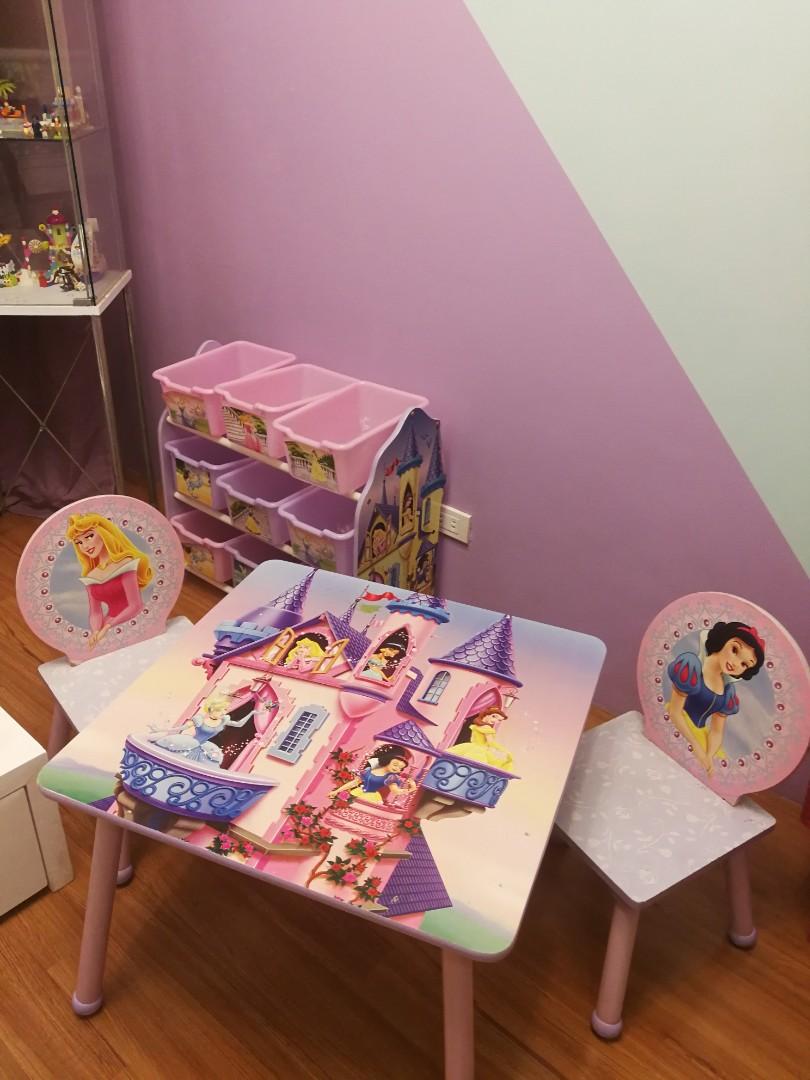 Disney Princess table and chairs and toy bin set, Babies & Kids, Baby ...