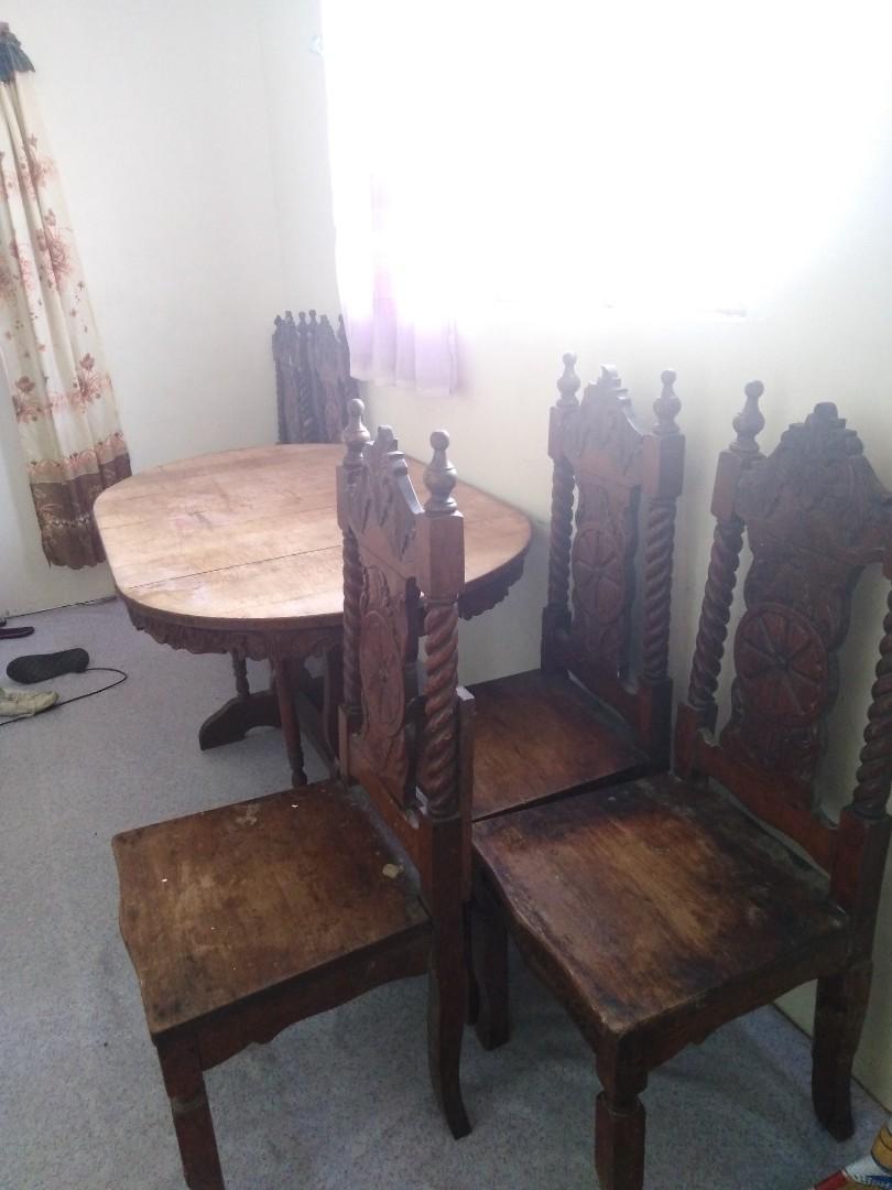 Hand Curved Wooden Dining Hall Set, Furniture & Home Living, Furniture ...