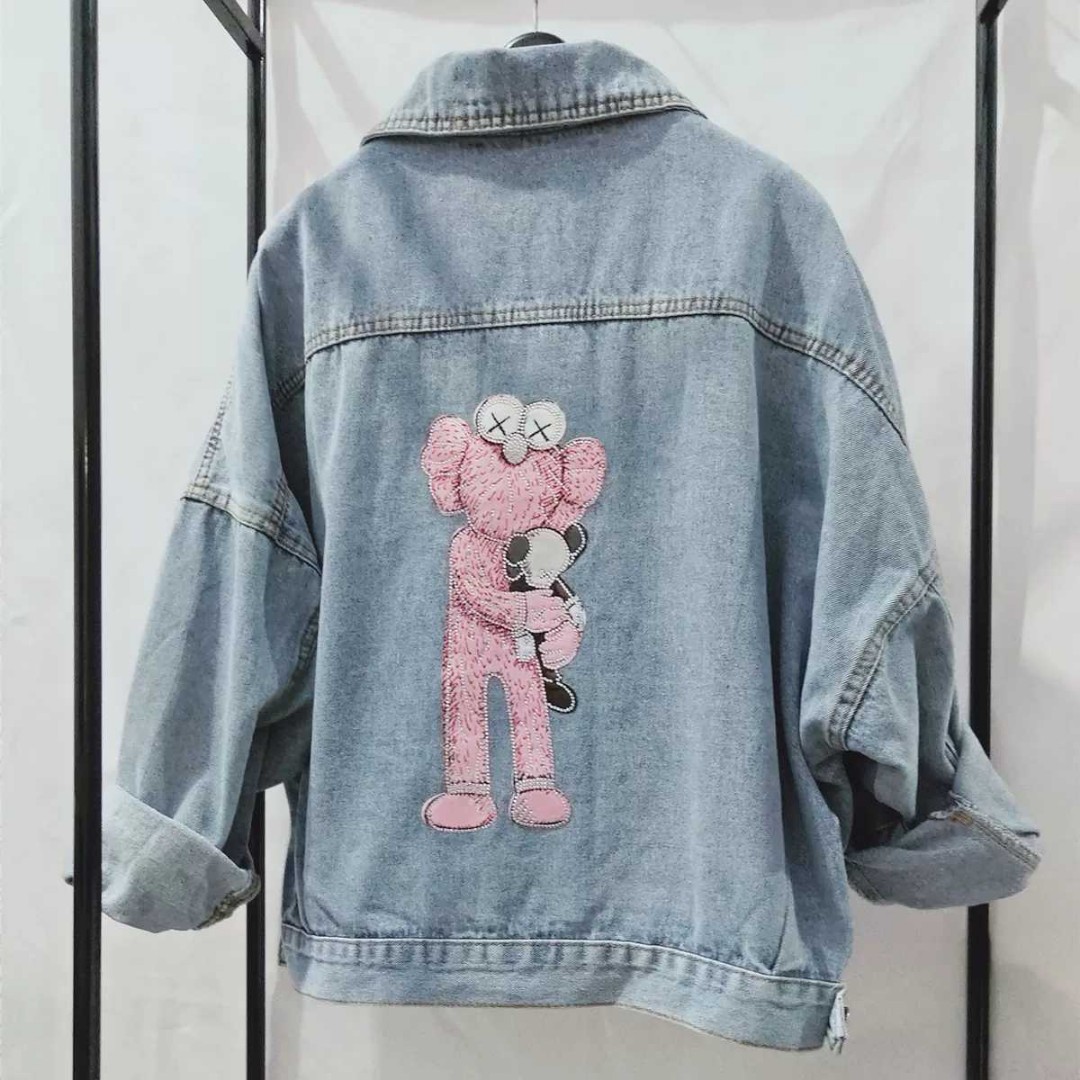 Kaws Denim Jacket, Women's Fashion, Coats, Jackets and Outerwear on ...