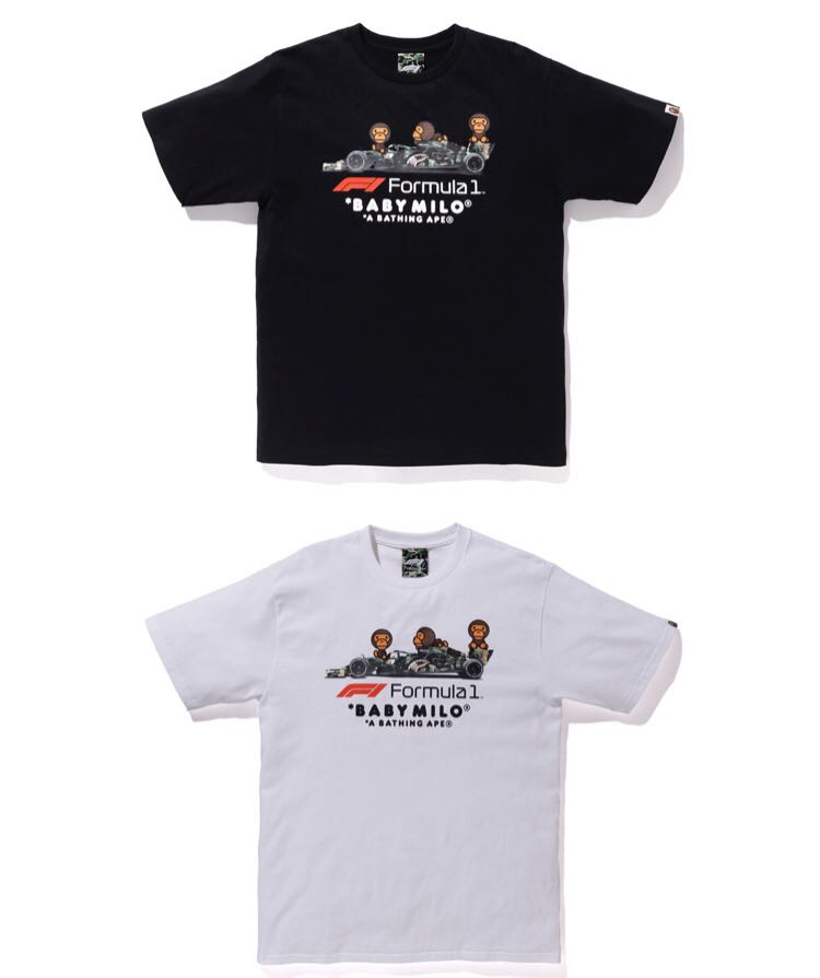 Bape x F1 baby milo photo tee, Men's Fashion, Tops & Sets, Tshirts ...
