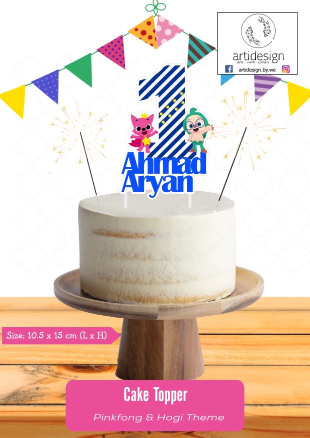 Pinkfong & Hogi Theme Cake Topper, Hobbies & Toys, Stationery & Craft ...