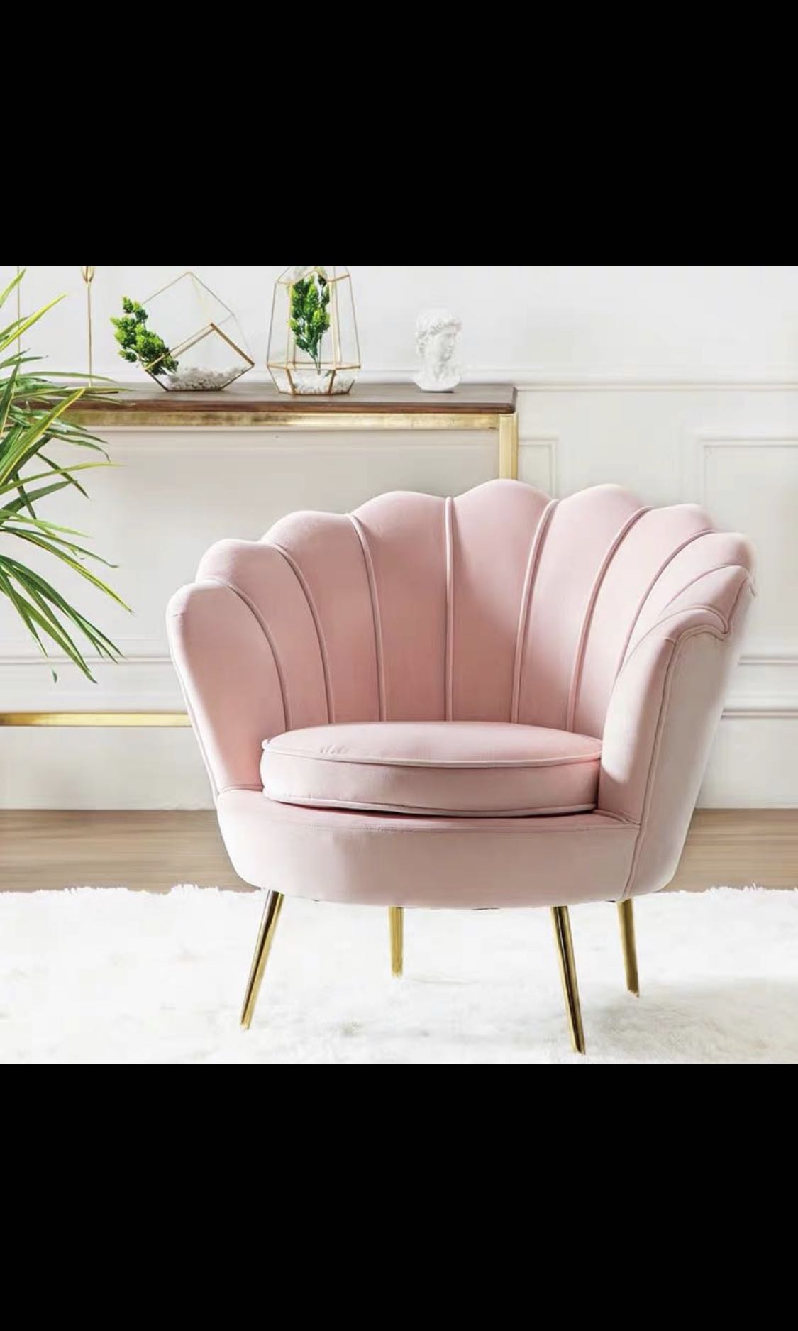Scallop Armchair Pink Sofa, Furniture & Home Living, Furniture, Chairs ...