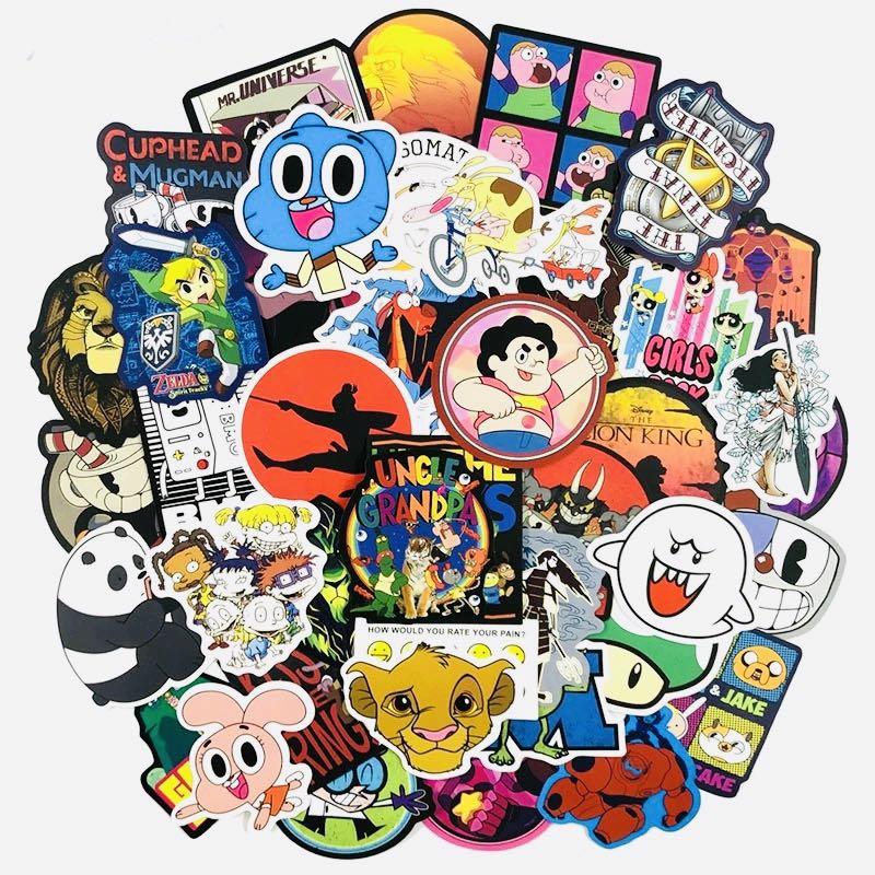 (Stickers) 50pc 90s Kids Nostalgic CartoonNetwork Disney Nintendo Mario ...