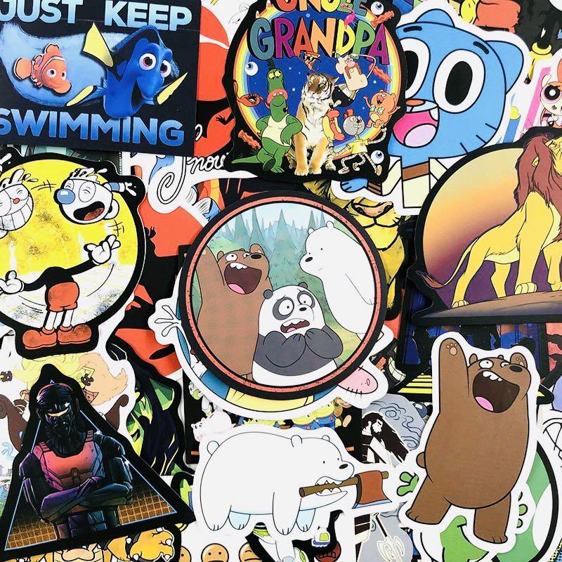 (Stickers) 50pc 90s Kids Nostalgic CartoonNetwork Disney Nintendo Mario ...