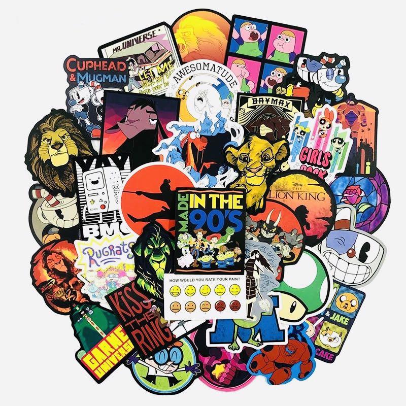 (Stickers) 50pc 90s Kids Nostalgic CartoonNetwork Disney Nintendo Mario ...