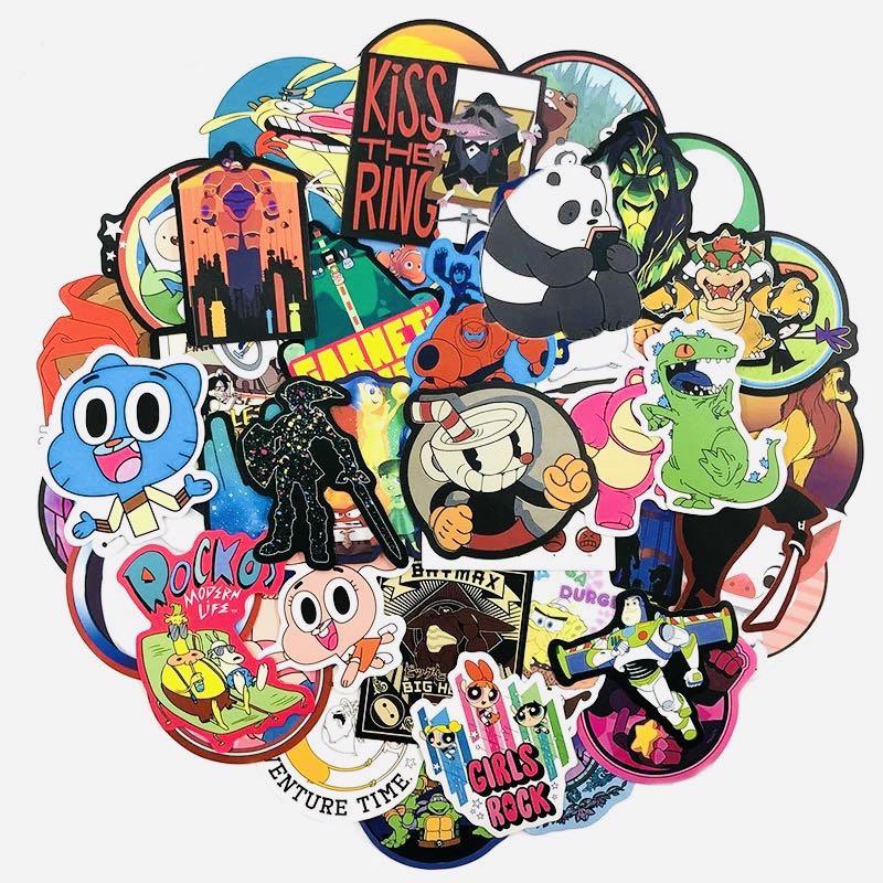 (Stickers) 50pc 90s Kids Nostalgic CartoonNetwork Disney Nintendo Mario ...