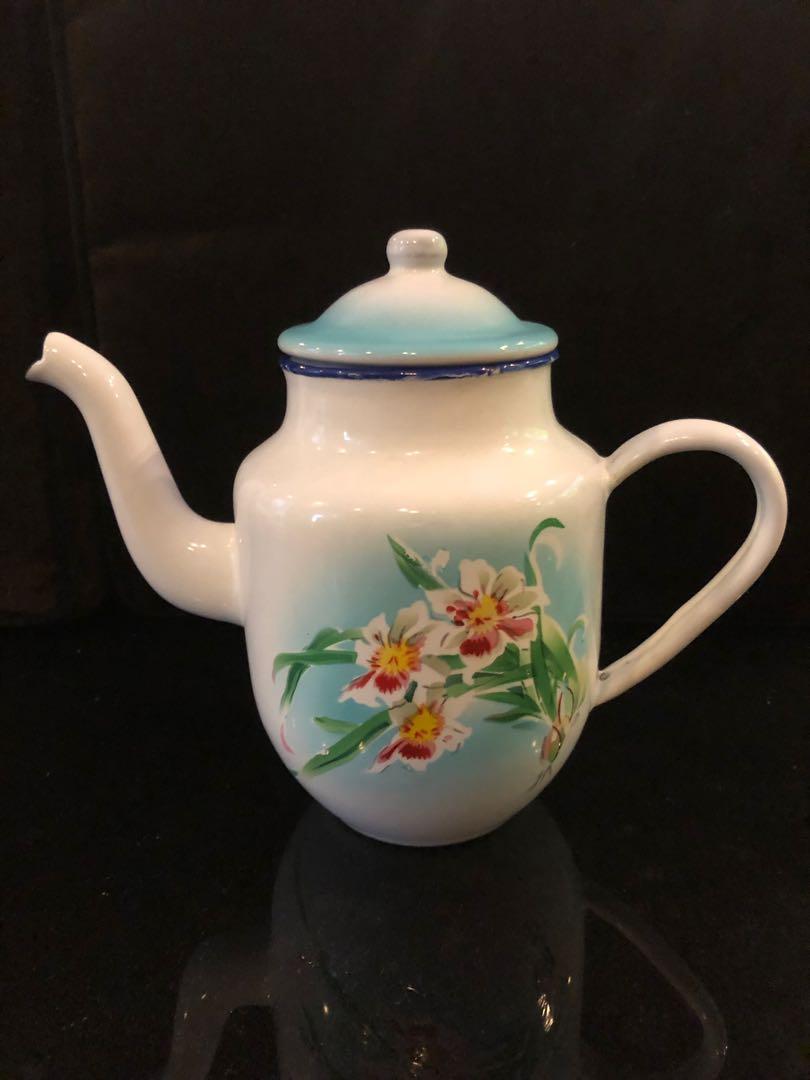 vintage enamel teapot, Furniture & Home Living, Kitchenware & Tableware ...