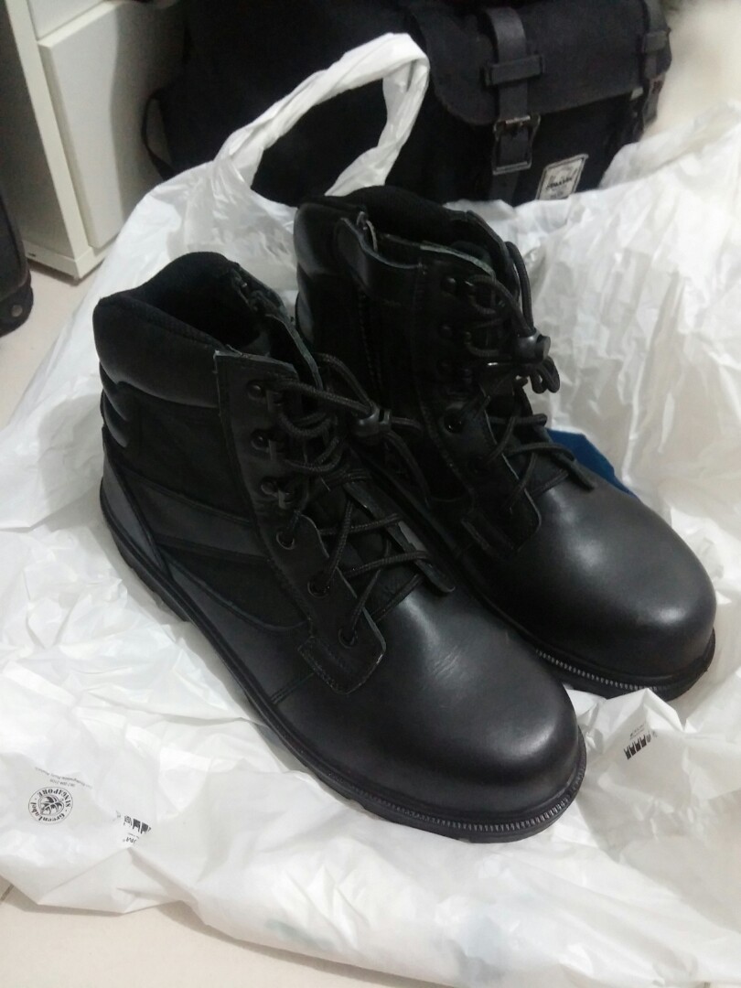 Mid cut Safety Boot with steel toe, zip and velcro work shoe, Men's ...