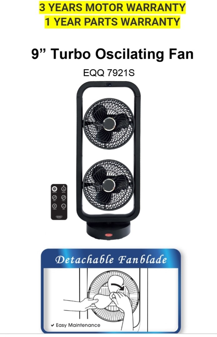 9 turbo oscillating fan - deal ending in 4 hours, Furniture & Home ...