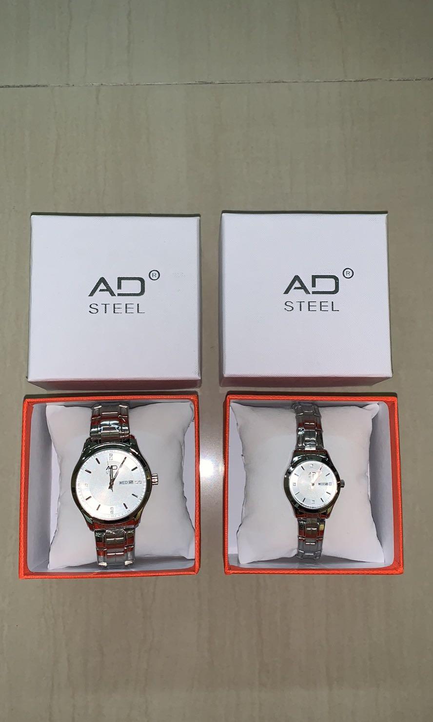 Brand new AD Steel couple watch set, Luxury, Watches on Carousell