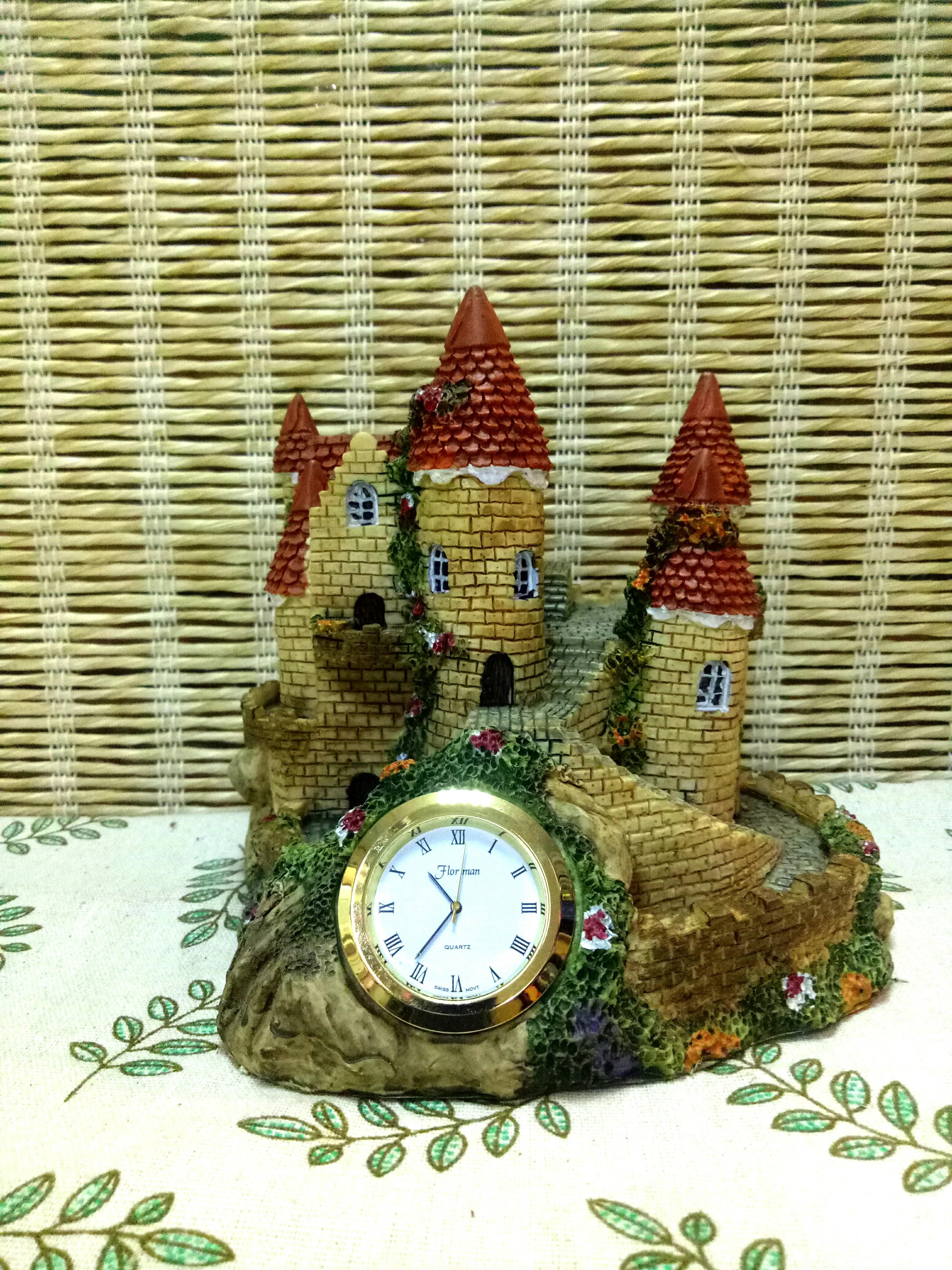 Castle with clock, Furniture & Home Living, Home Decor, Clocks on Carousell