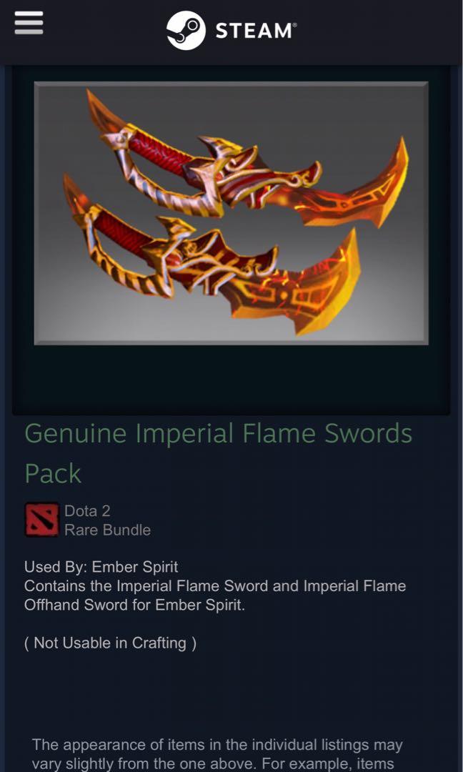 Dota 2 Ember Imperial Flame Swords pack, Video Gaming, Gaming ...