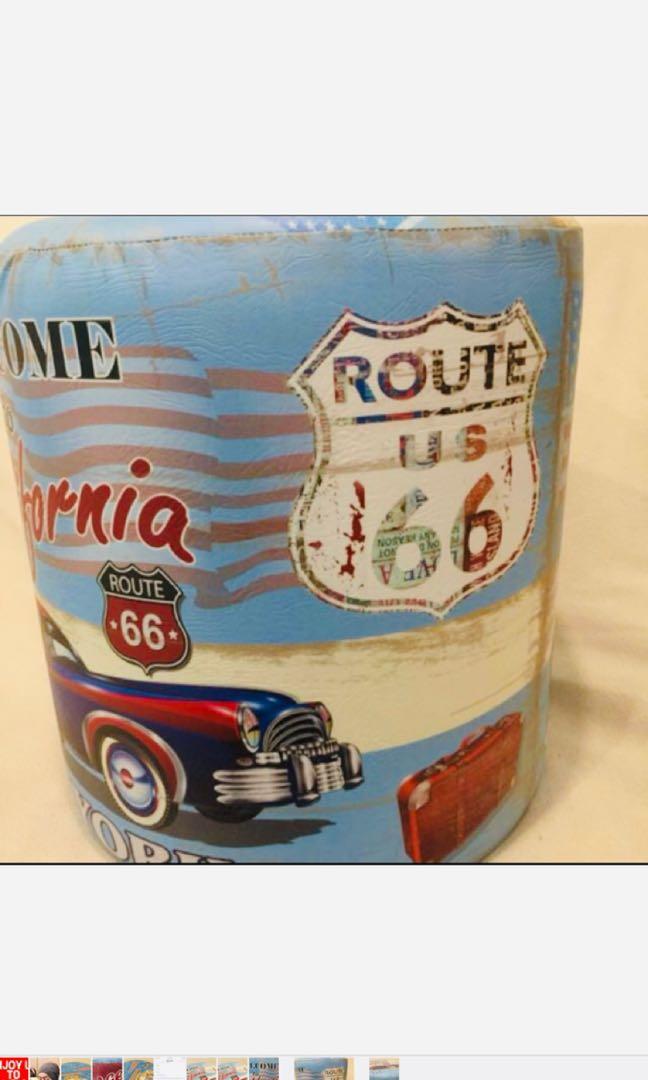 2 x Limited Edition Route 66 Nostalgic Stool - PU Leather, Luxury ...