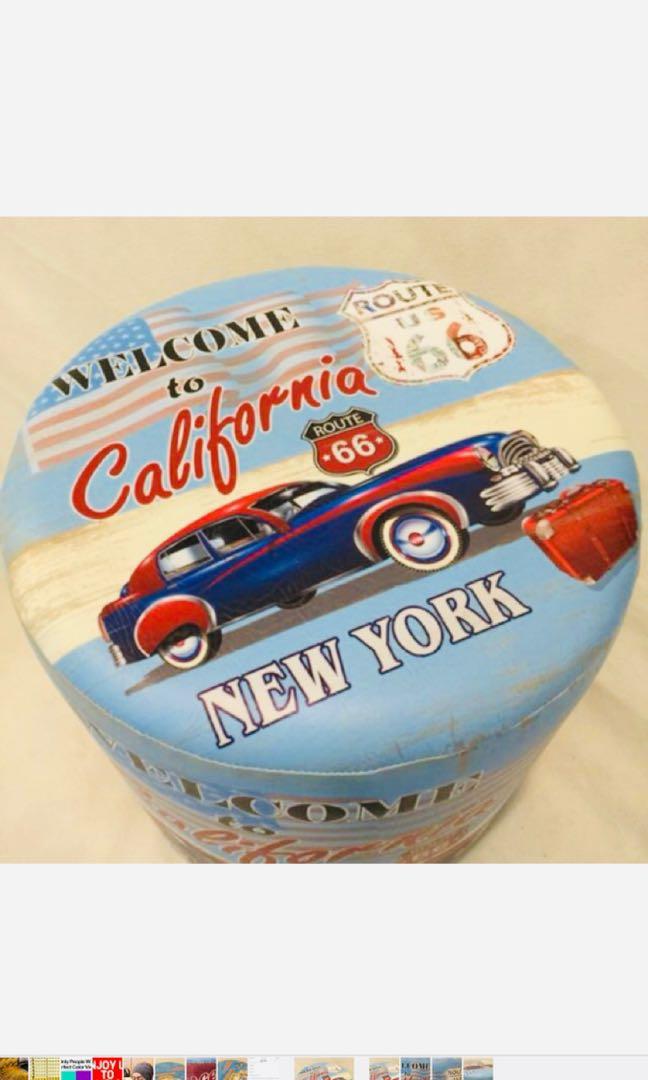 2 x Limited Edition Route 66 Nostalgic Stool - PU Leather, Luxury ...