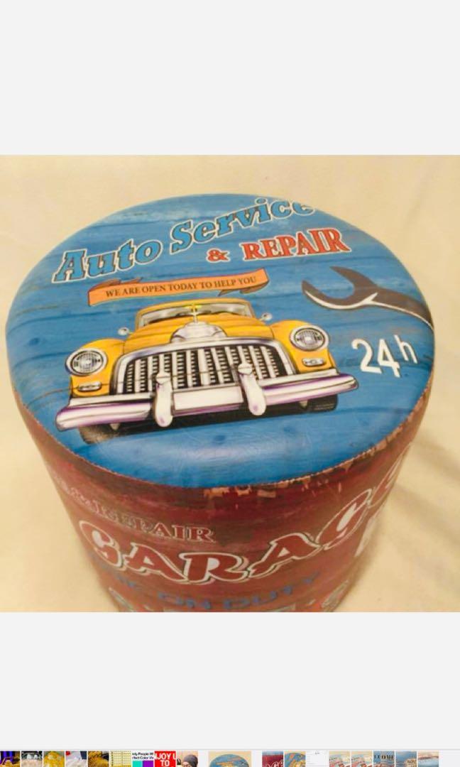 2 x Limited Edition Route 66 Nostalgic Stool - PU Leather, Luxury ...