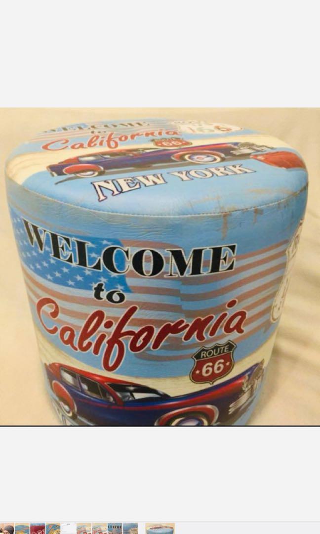2 x Limited Edition Route 66 Nostalgic Stool - PU Leather, Luxury ...