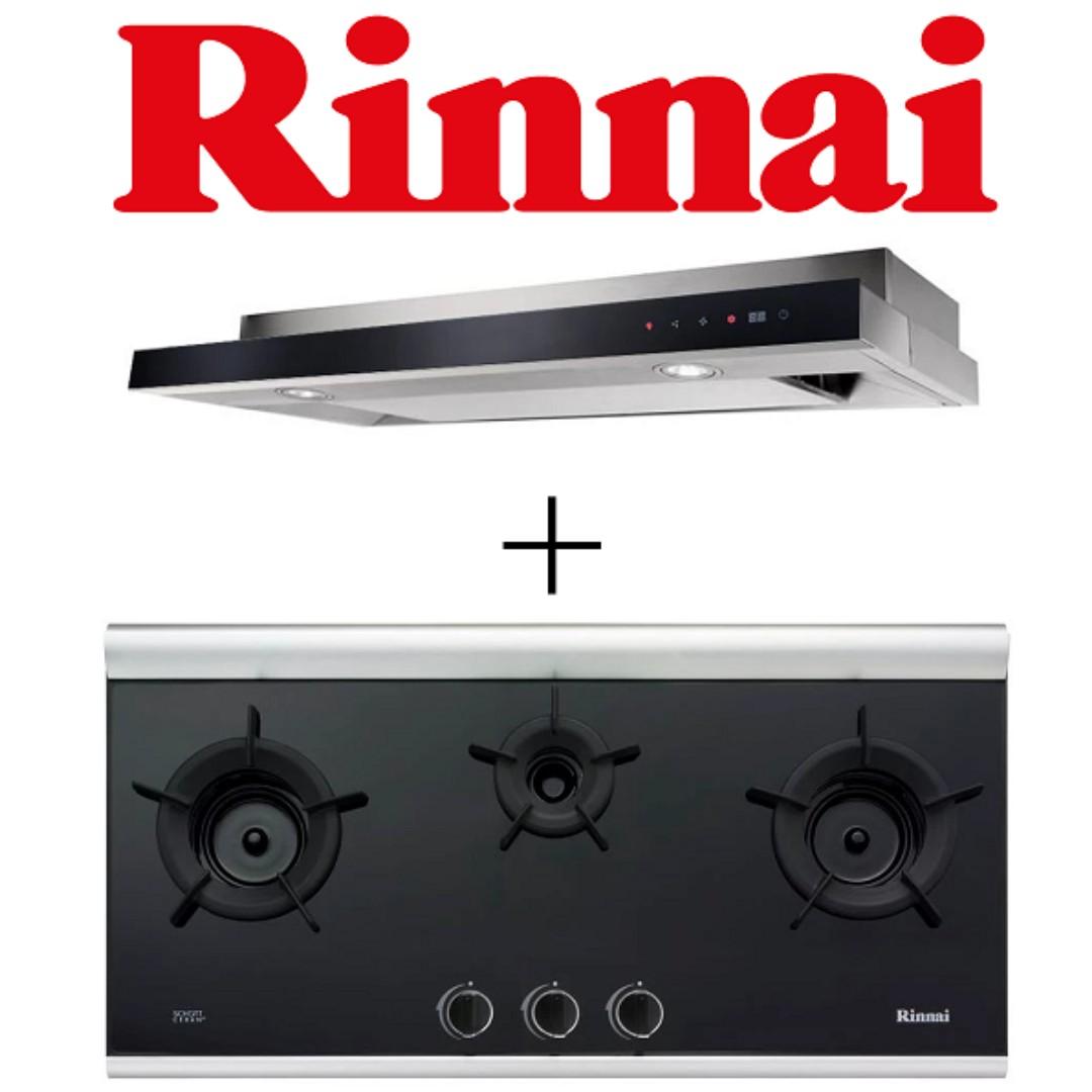 Rinnai RH-S309-GBR-T Slimline Hood With Touch Control + Rinnai RB-3CGN 3 Burner Built-in Inner ...
