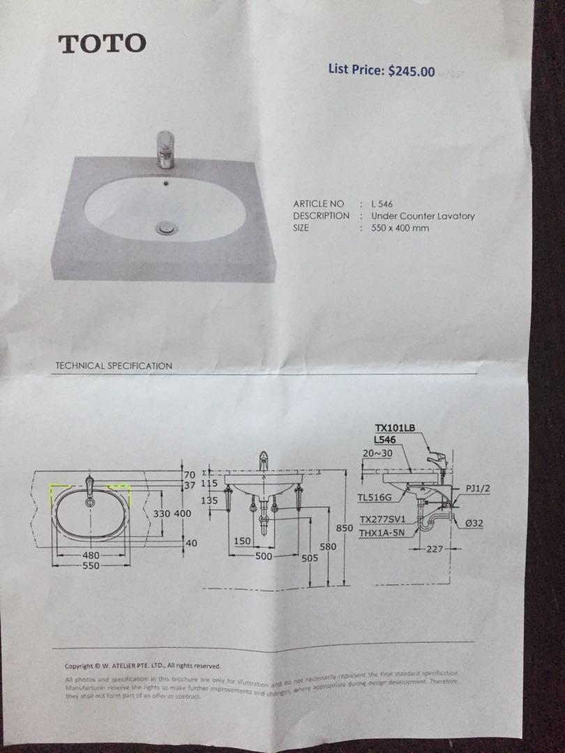 TOTO Sink, Furniture & Home Living, Bathroom & Kitchen Fixtures on ...