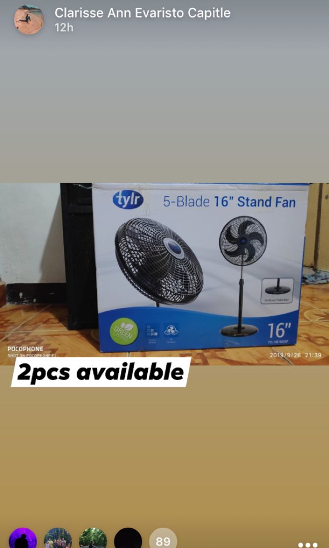 TYLR 5 Blade 16” Stand Fan, Furniture & Home Living, Lighting & Fans ...