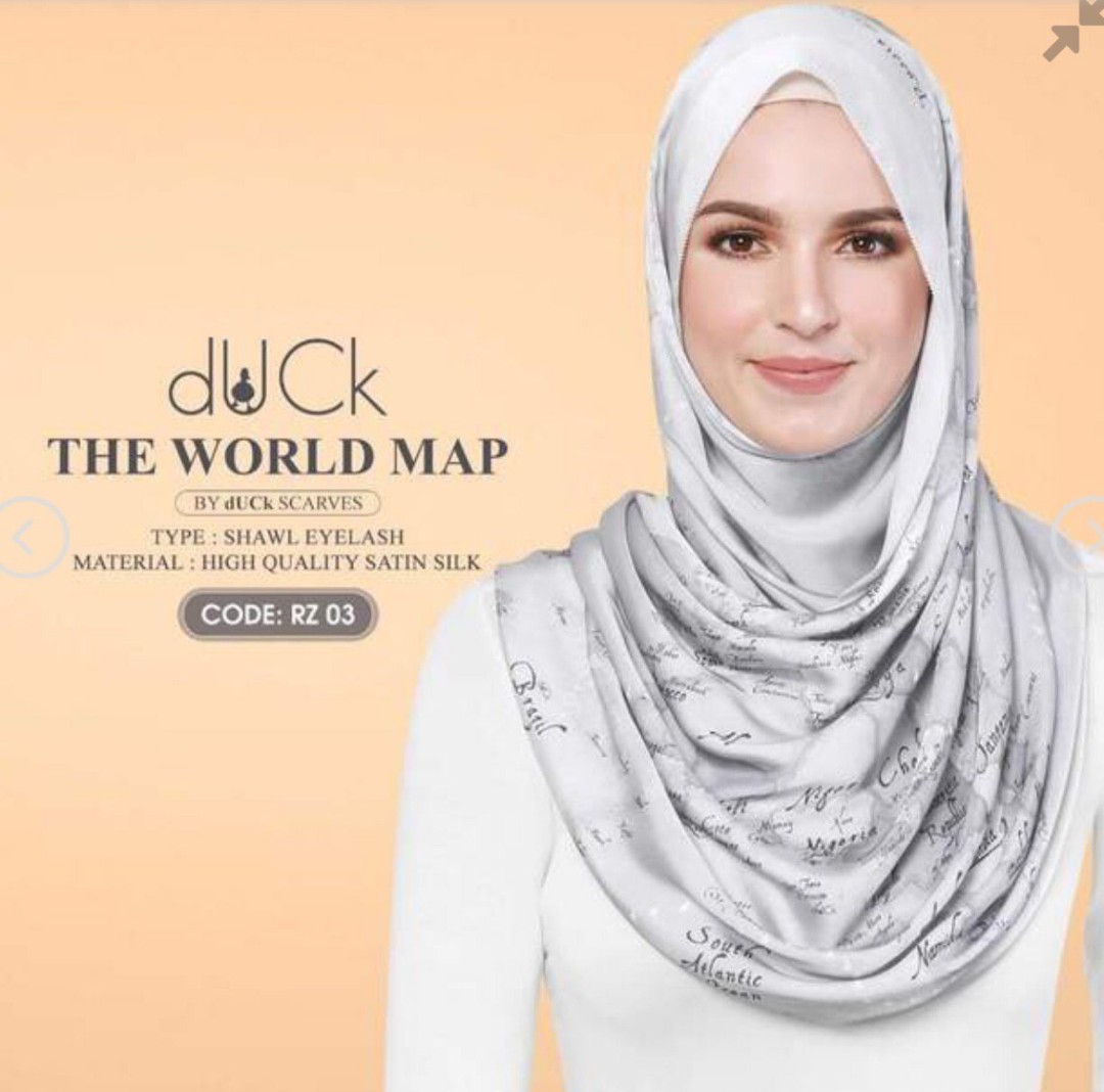 The world map by duck scarves, Women's Fashion, Muslimah Fashion on ...