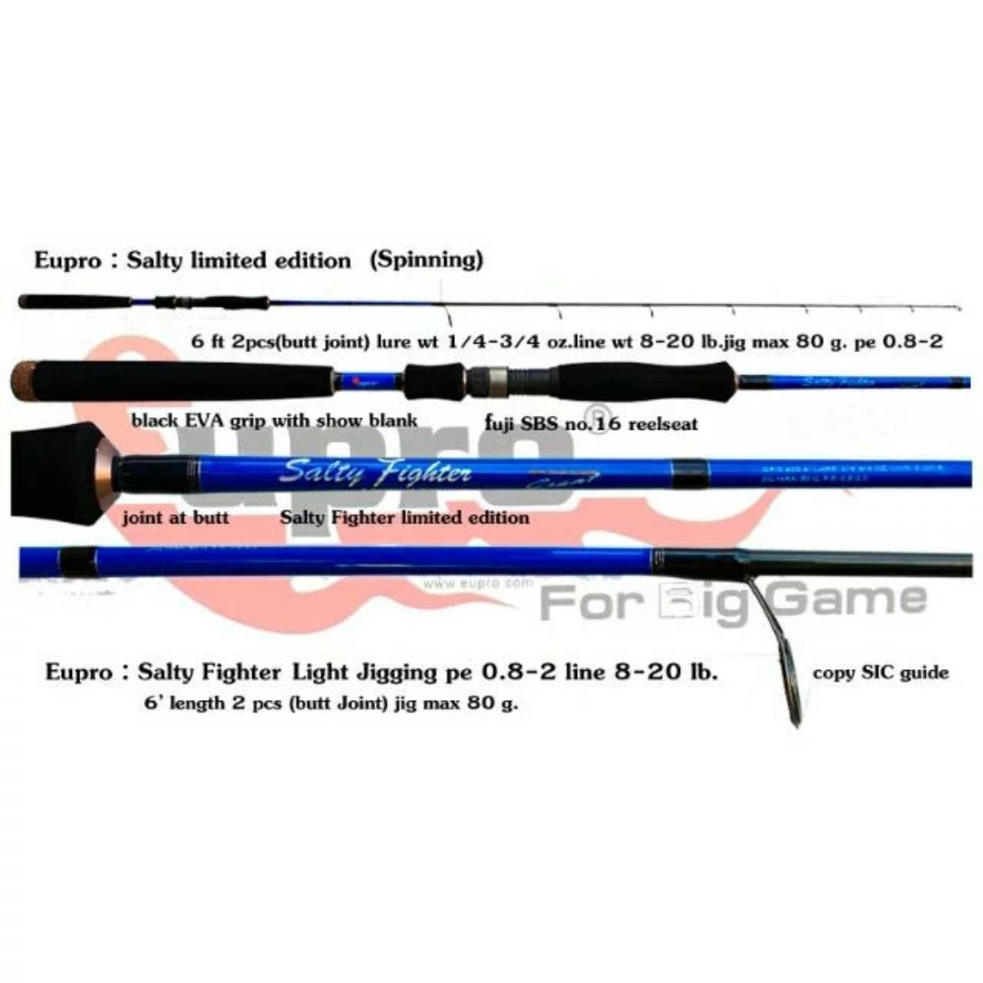 Eupro Salty Fighter Fishing Rod, Sports Equipment, Fishing on Carousell