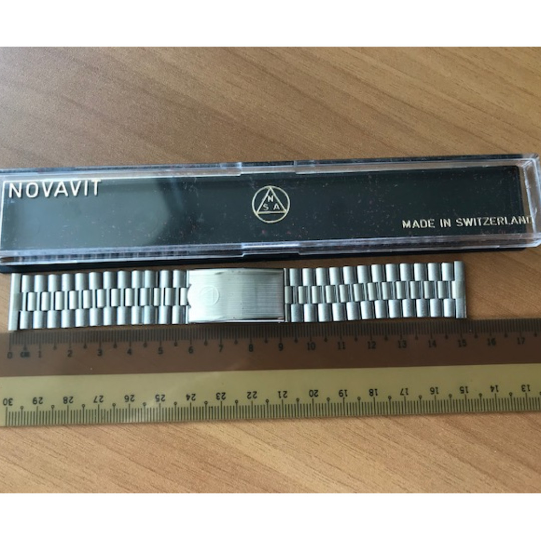 FS: 19mm NSA Novavit Vintage Straight End SS Stainless Steel Watch Band Bracelet, Men's Fashion ...