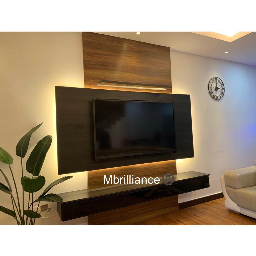 Full height tv console feature wall custom made, Furniture & Home ...