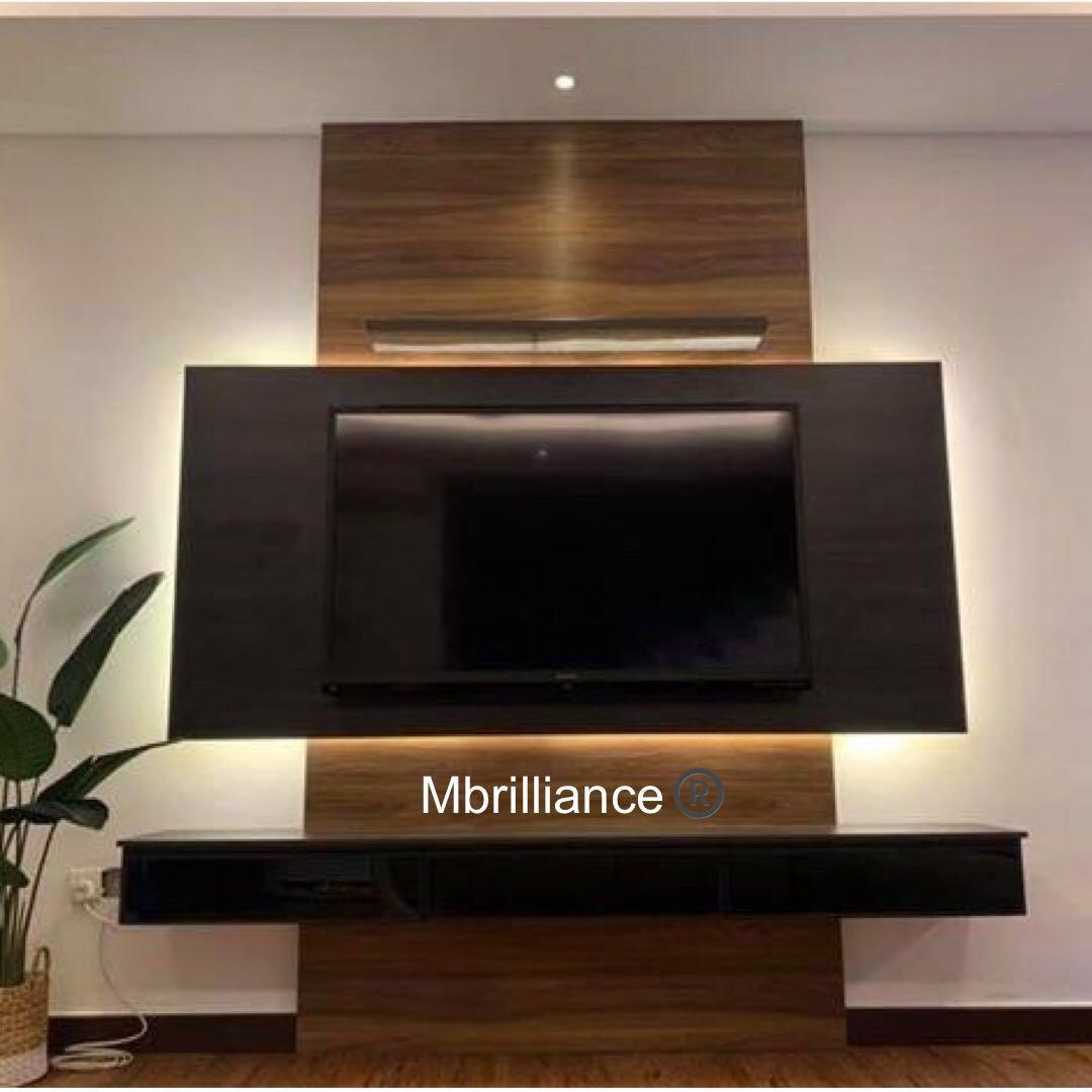 Full height tv console feature wall custom made, Furniture & Home ...