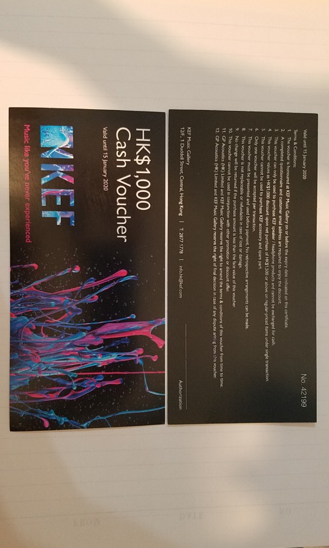 KEF $1000 voucher, 門票＆禮券, 現金券、兌換券、禮券 - Carousell