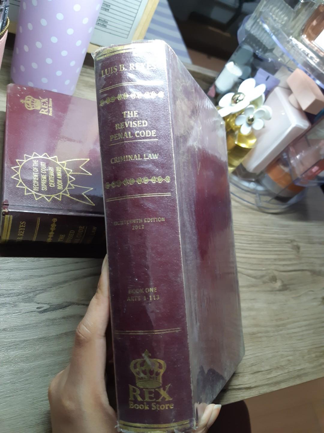 Revised penal code Book One Luis B.Reyes, Hobbies & Toys, Books ...