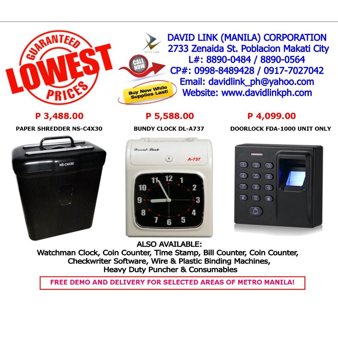 biometric fingerprint bundy clock time recorder paper shredder ...